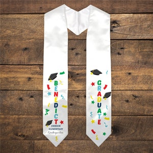 Youth Graduation Stole, Preschool Graduation Stone With Name, Colorful ...