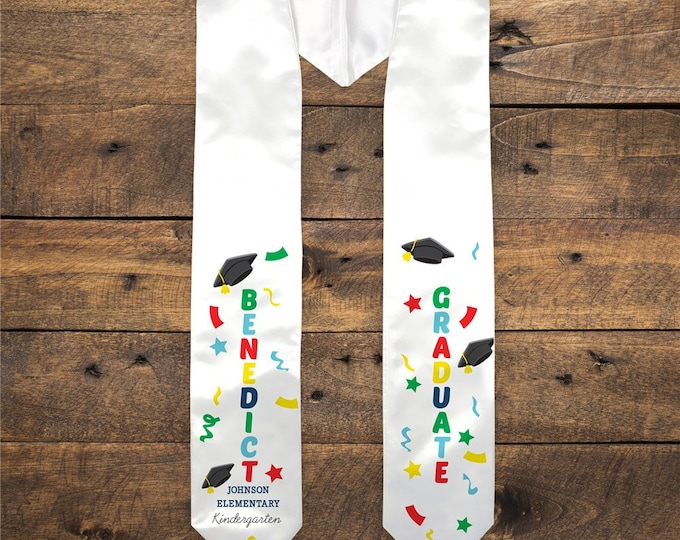 Youth Graduation Stole, Preschool Graduation Stone With Name, Colorful ...