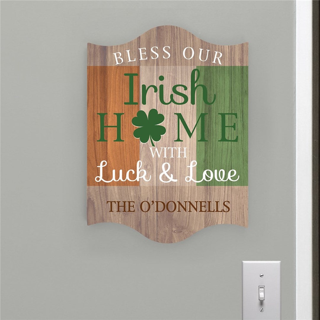 Bless Our Irish Home Personalized Wall Sign, St. Patrick's Day Home ...