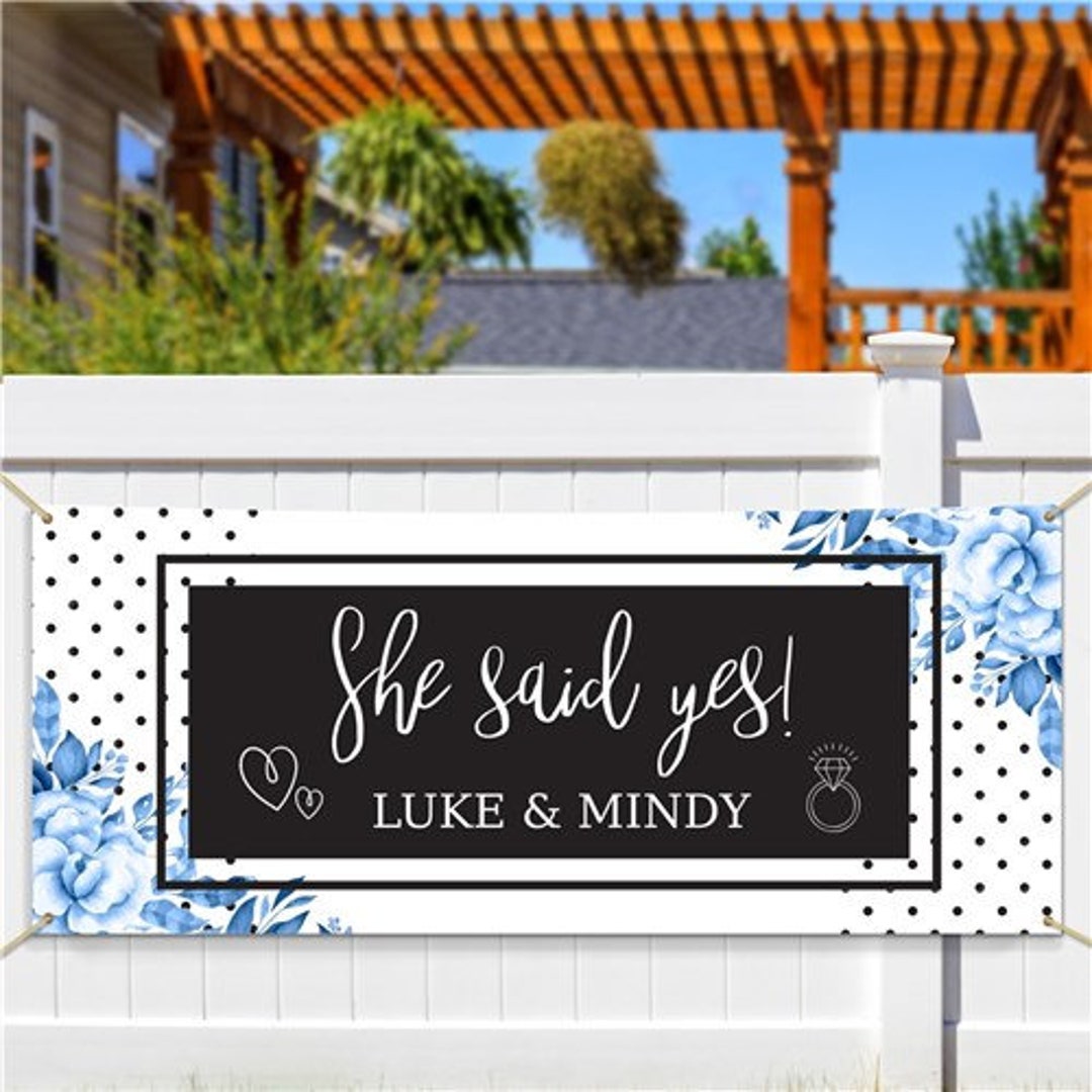 Personalized She Said Yes! Banner, Couples Engagement Party Banner ...