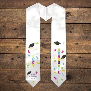 Youth Graduation Stole, Preschool Graduation Stone With Name, Colorful ...