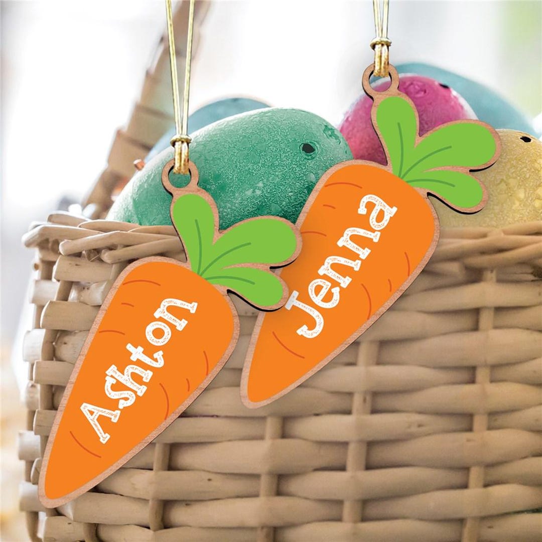 Personalized Easter Bag Tag, Carrot Easter Basket Name Tag, Custom ...