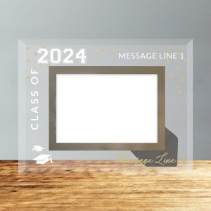 Personalized Class of With Hats Glass Frame, Holds 4x6 Photo, Beveled ...