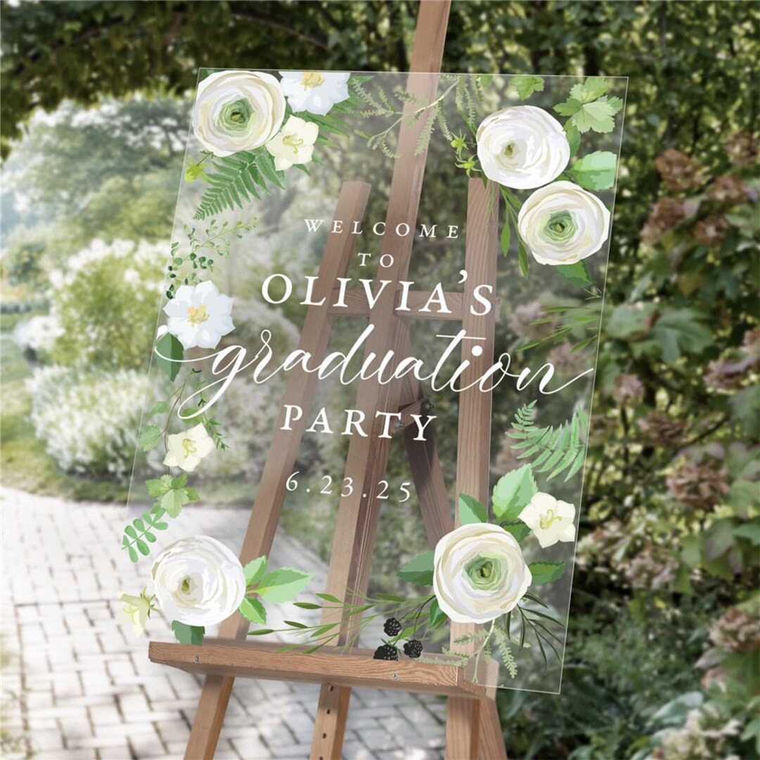 Floral Graduation Welcome Sign, Made of Acrylic, 18x24 Acrylic Sign ...