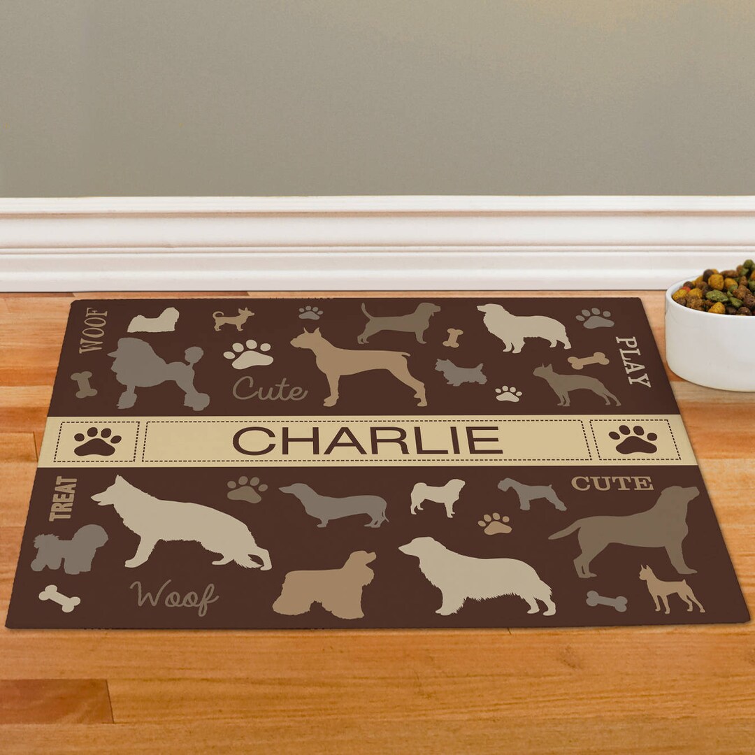 All Breeds Personalized Pet Mat, Personalized Dog Mat, Pet Mat, Food ...
