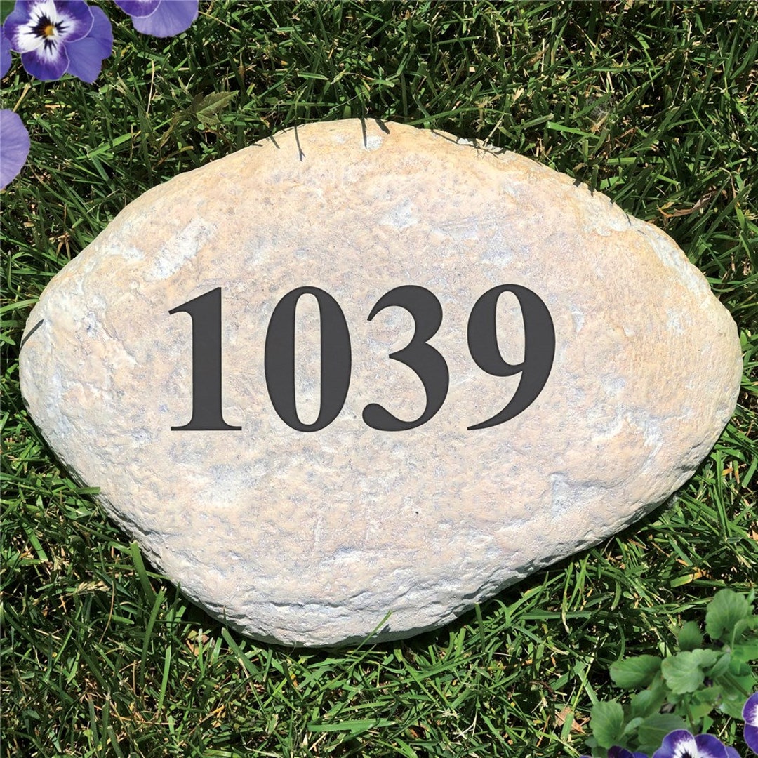 Engraved Address Garden Stone, Personalized Garden Decor, Yard Rock ...