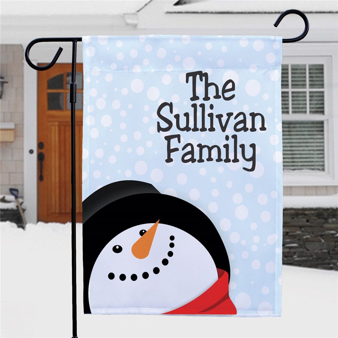 Personalized Snowman Garden Flag, Christmas Garden Flag, Custom Winter ...