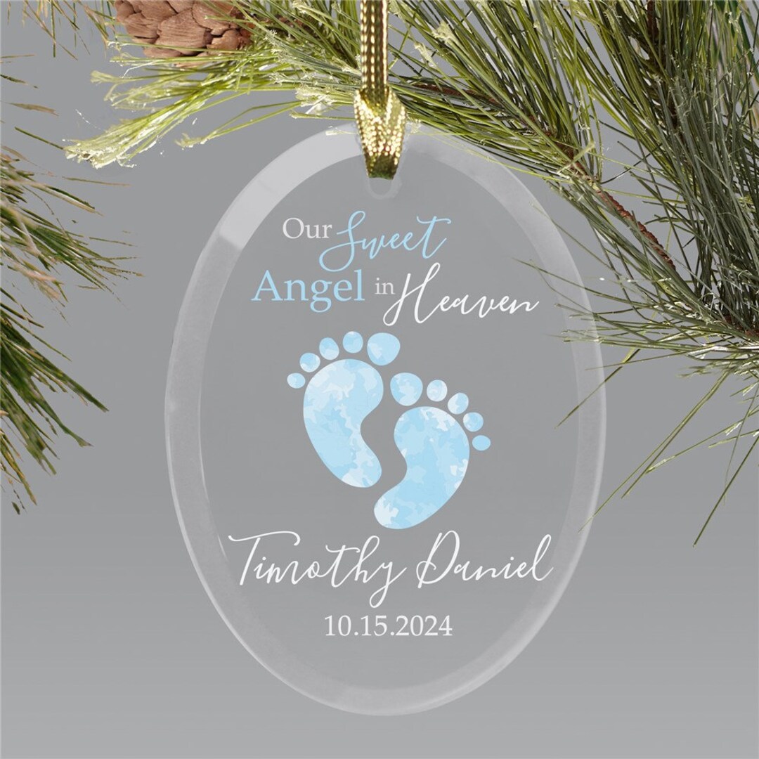 Our Sweet Angel in Heaven Footprints Personalized Oval Ornament ...