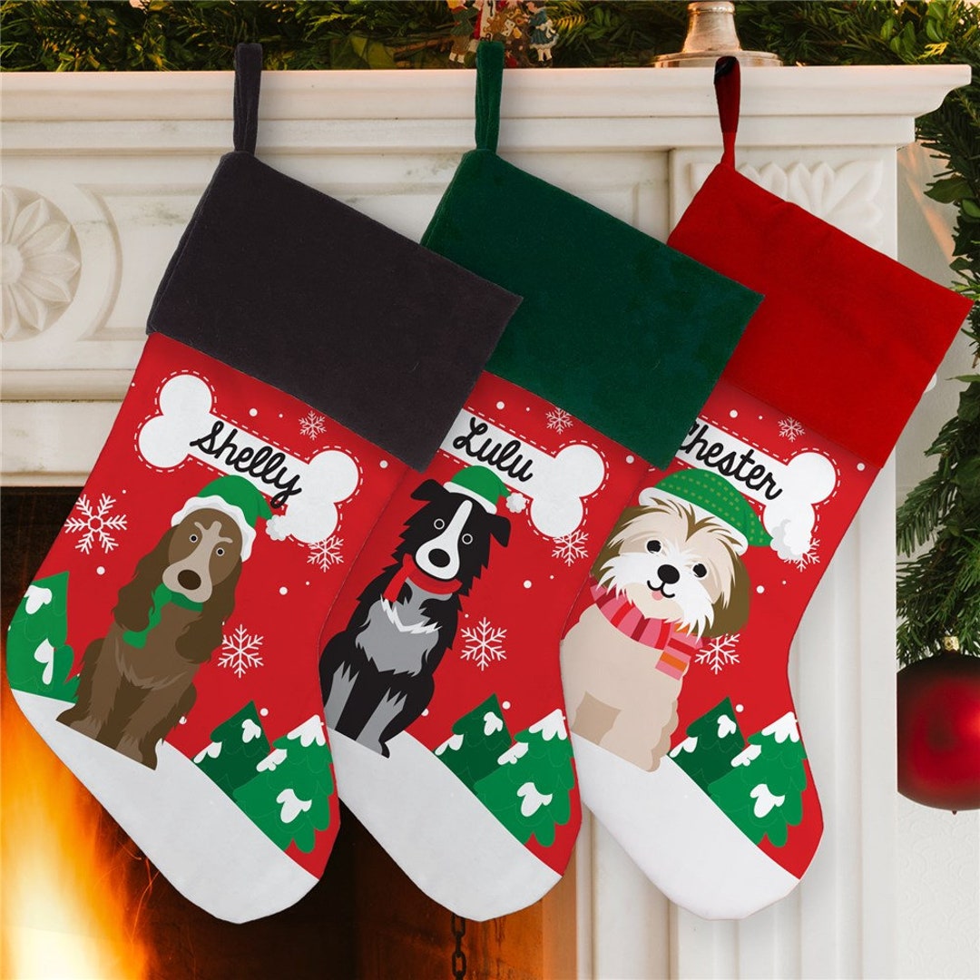 Personalized Christmas Dog Breeds Stocking, Custom Pet Stocking, Dog ...