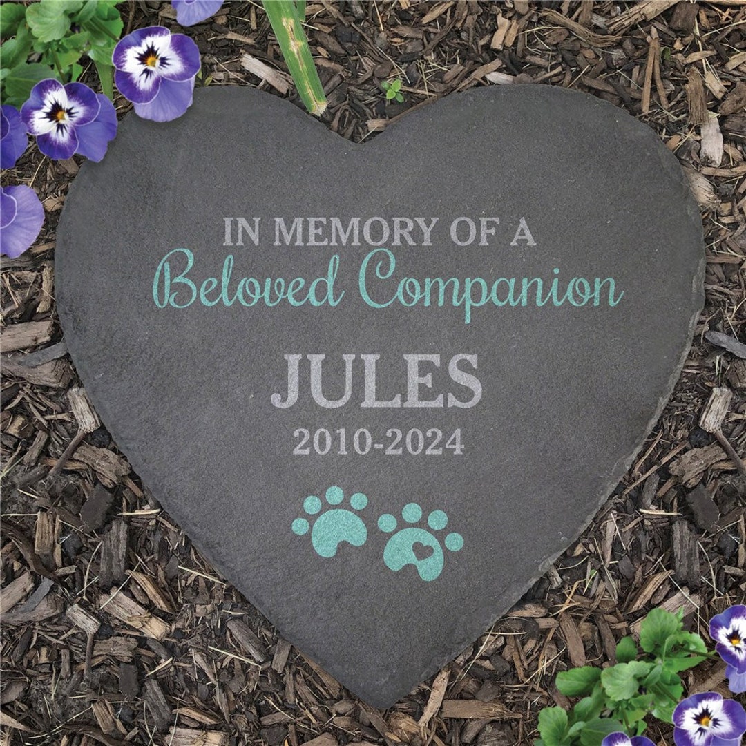 Pet Memorial Stone, Dog Memorial Garden Stone, Heart Shaped Slate, Dog ...