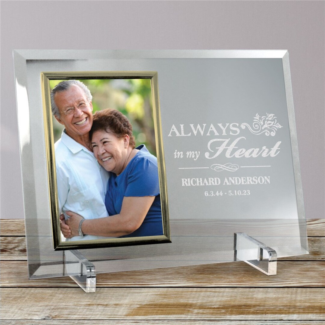 Engraved Memorial Glass Photo Frame, Memorial Gift, Remembrance, in Memory Of, Sympathy ...
