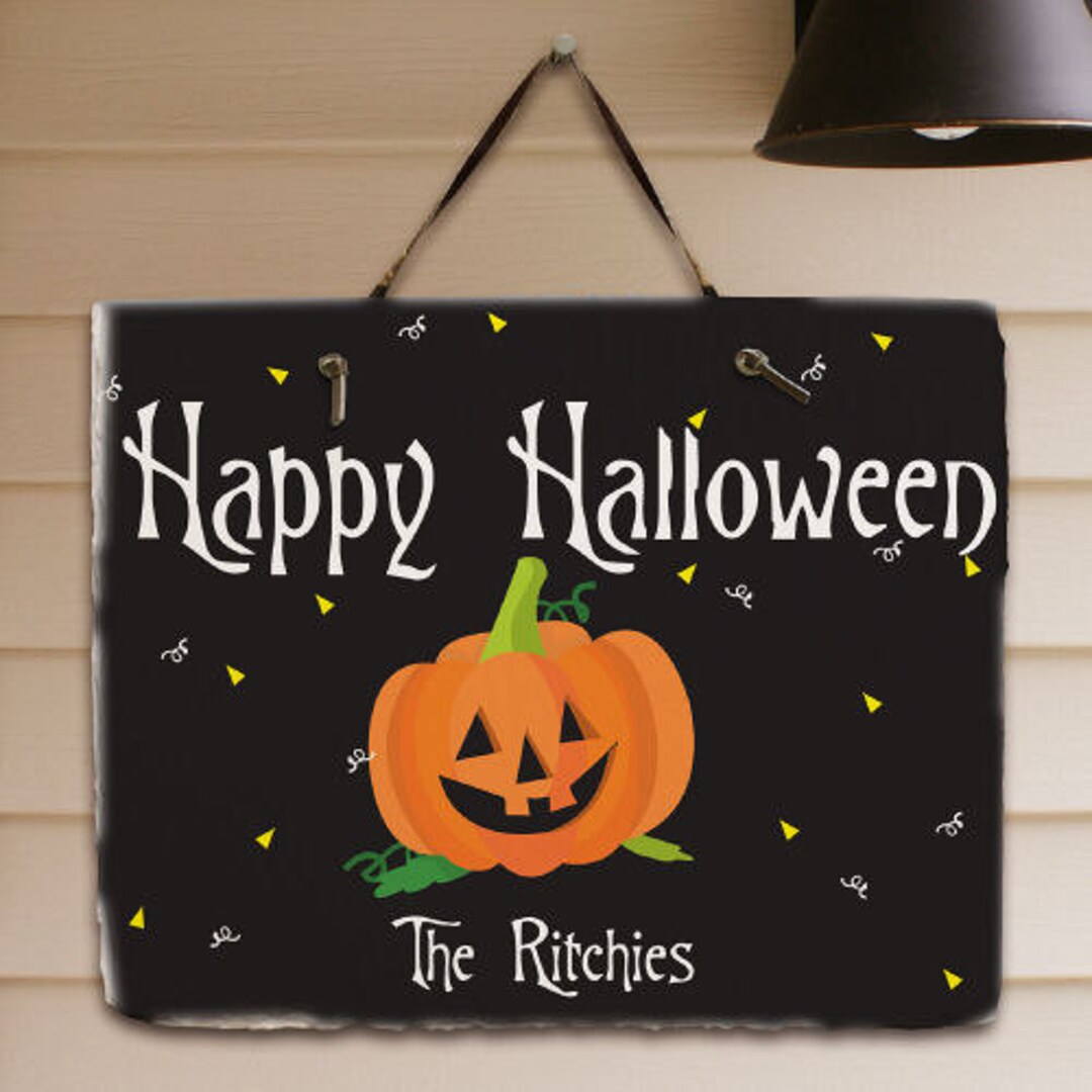 Happy Halloween Personalized Slate Plaque, Personalized Halloween ...