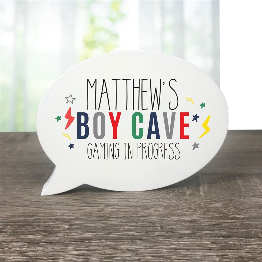 Personalized Boy Cave Word Bubble Sign, Wooden Keepsake, Bedroom Sign ...
