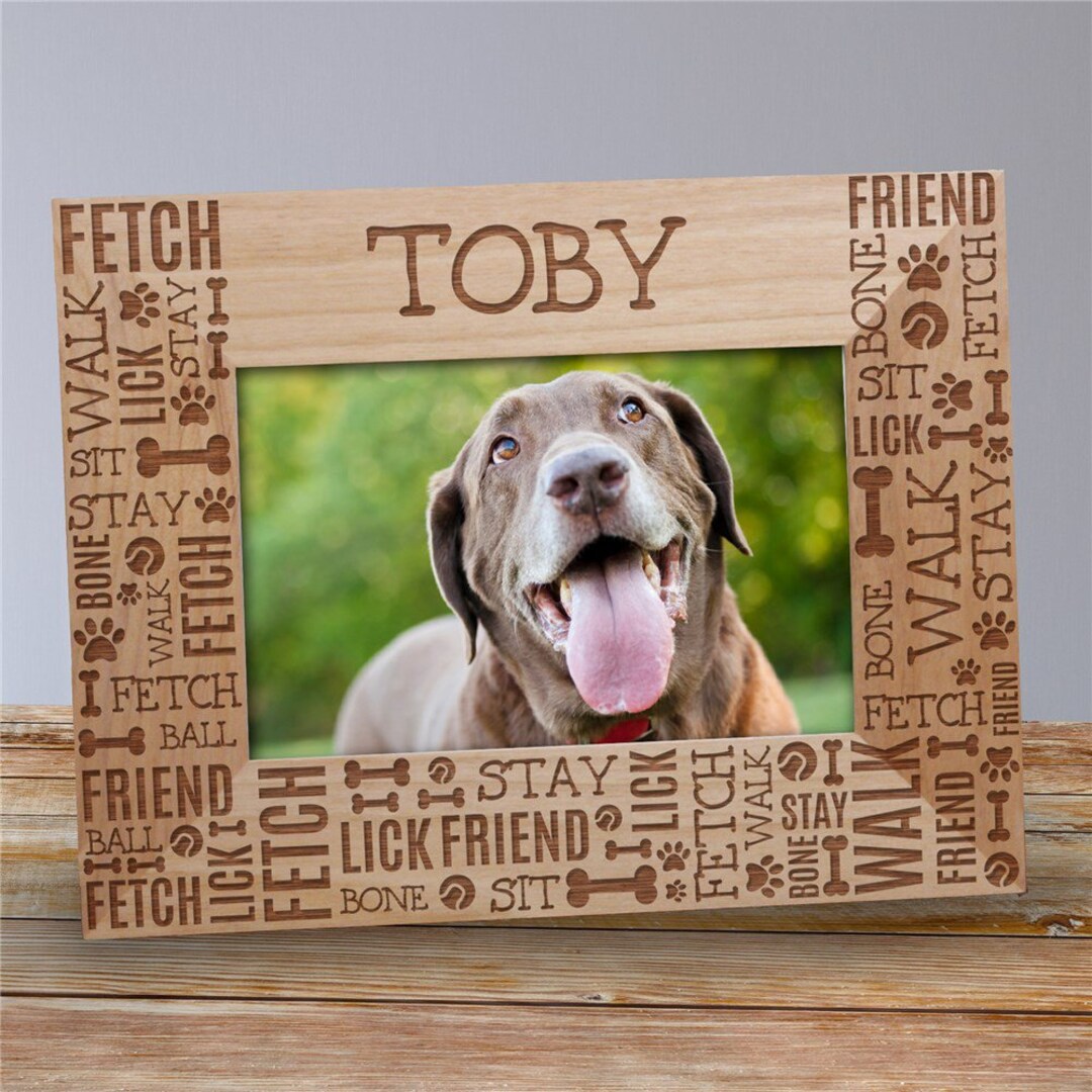 Engraved Static Word Art Wooden Pet Frame, Unique Wooden Picture Frame ...