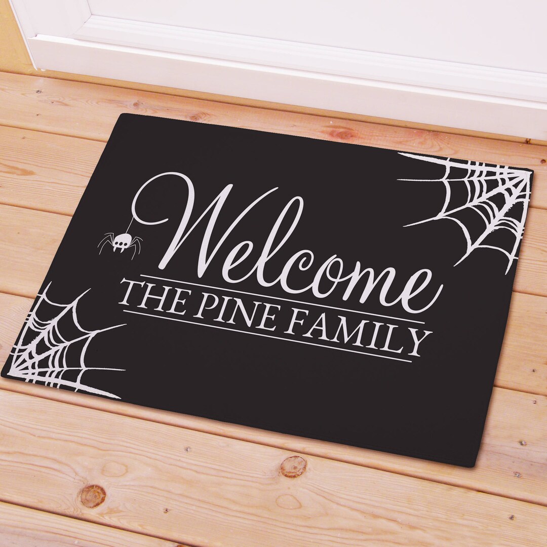 Spider Web Personalized Welcome Doormat, Family, Halloween Decor ...