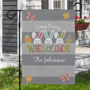 Personalized Every Bunny Welcome Garden Flag, Easter Garden Flag, Bunny ...