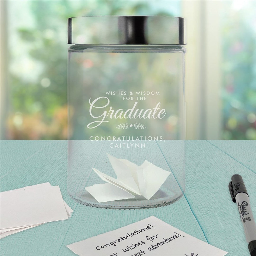 Engraved Wishes and Wisdom Glass Jar, Memories Jar, Gifts for Grads ...