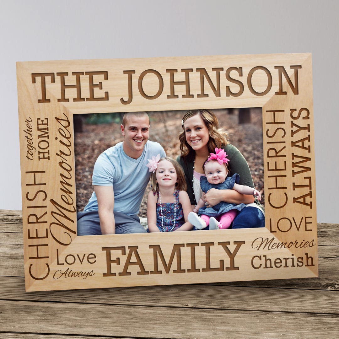 Engraved Family Name Wood Frame Wooden Picture Frame, Family Picture ...