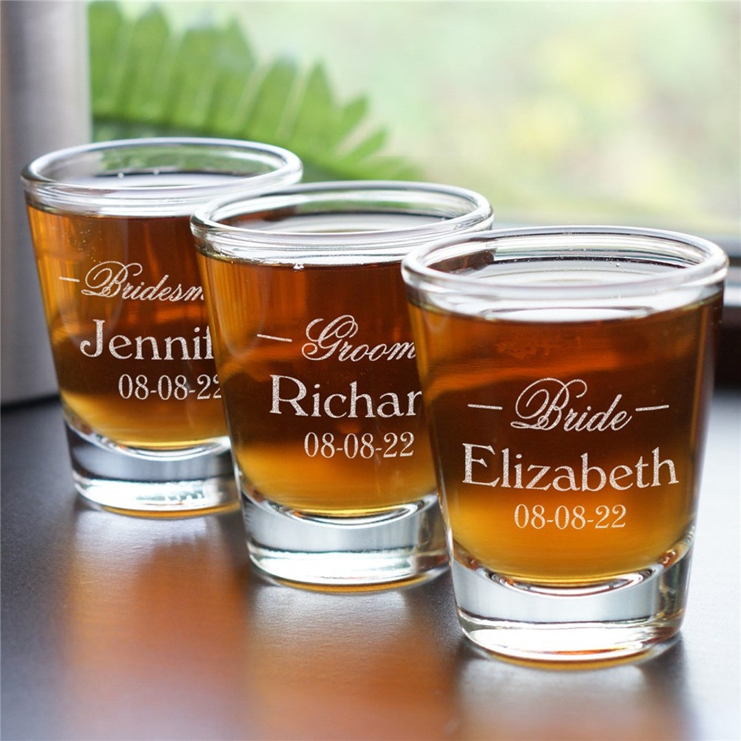 Personalized Wedding Shot Glass, Engraved Shot Glass, Custom Shot Glass ...