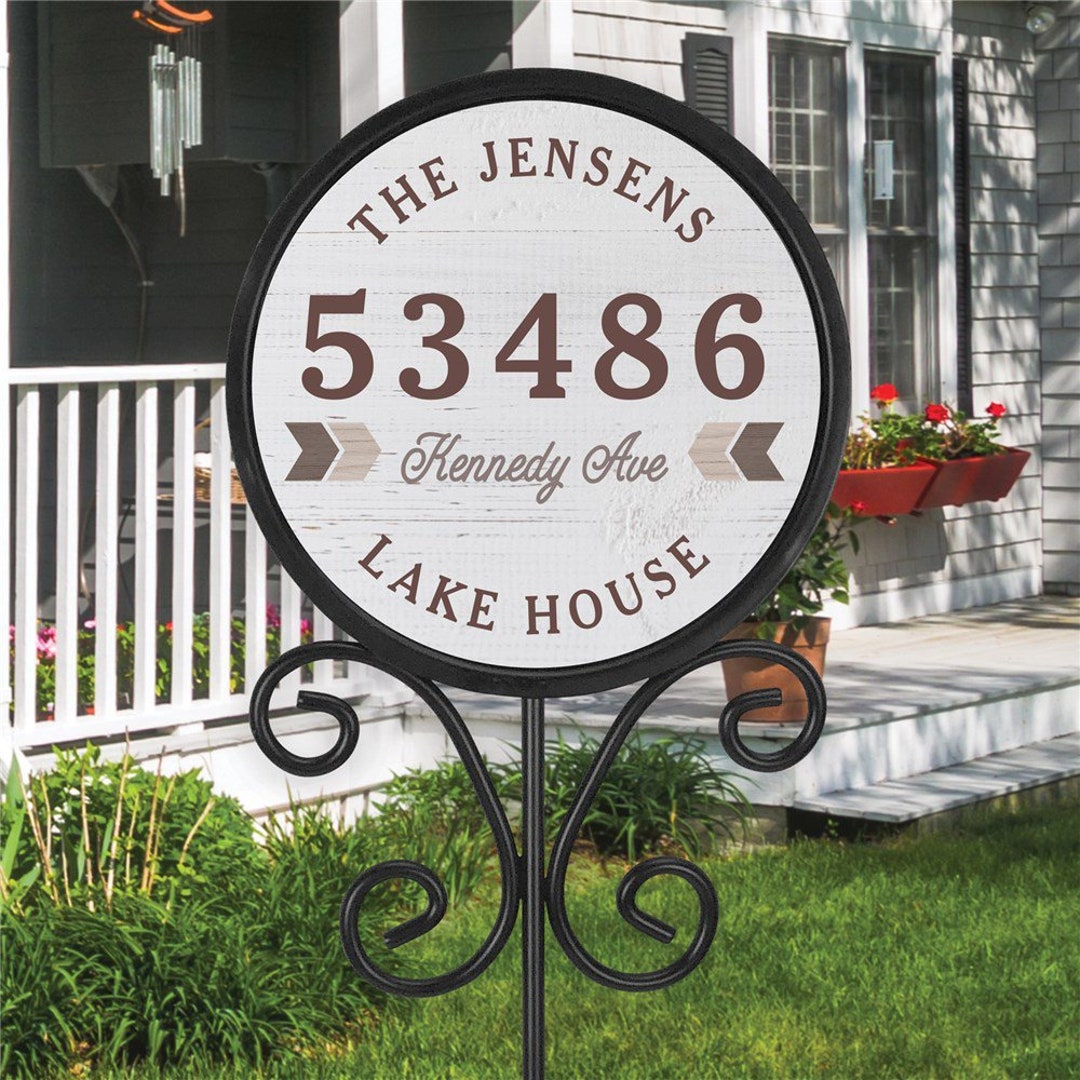 Chevron Lake House Personalized Round Magnetic Sign Set, Lake House ...