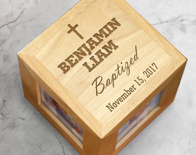 Rotating Wooden Photo Cube, Personalized Picture Keepsake - Etsy