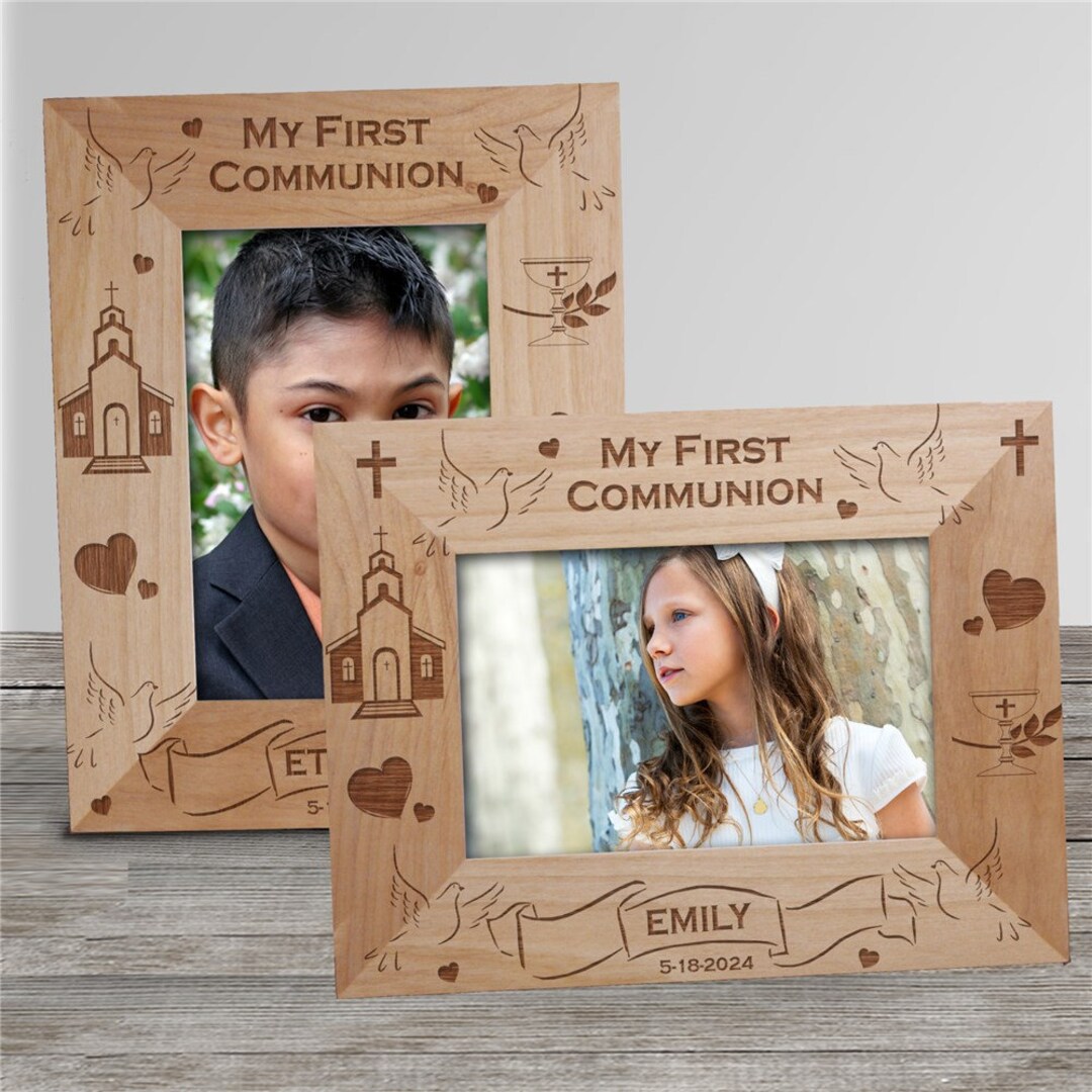 My First Communion Engraved Wood Frame, First Holy Communion Gift for ...
