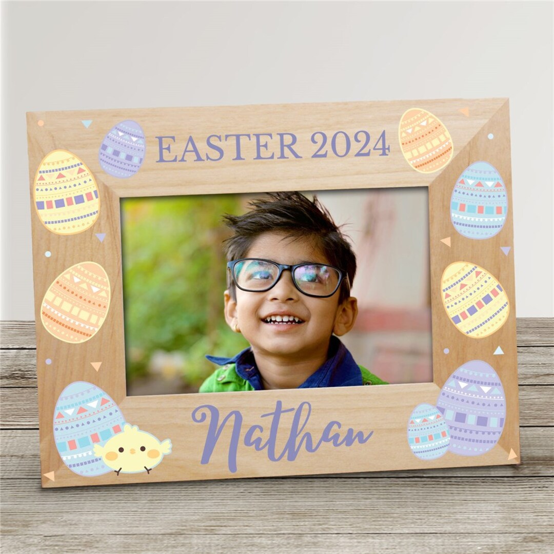 Personalized Easter Wooden Picture Frame, Easter 2025 Photo Frame ...
