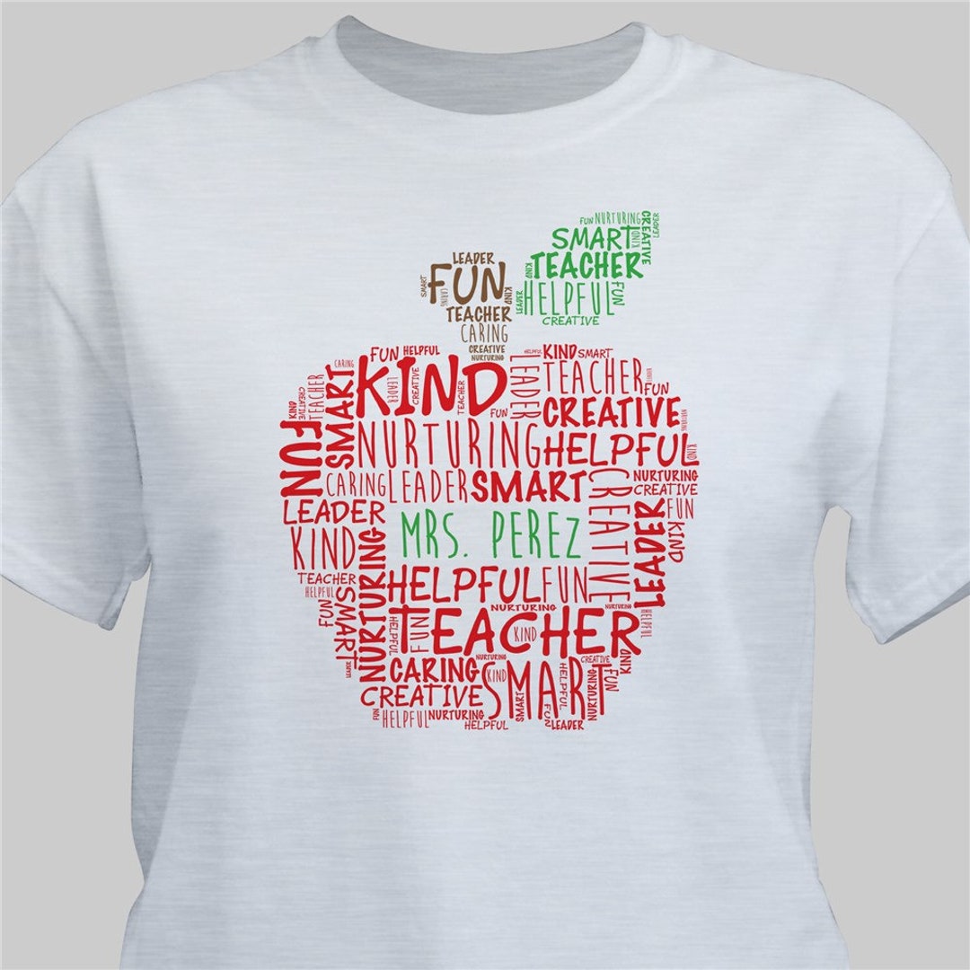 Teacher Personalized T-shirt, Custom Teacher Shirt With Apple Design ...