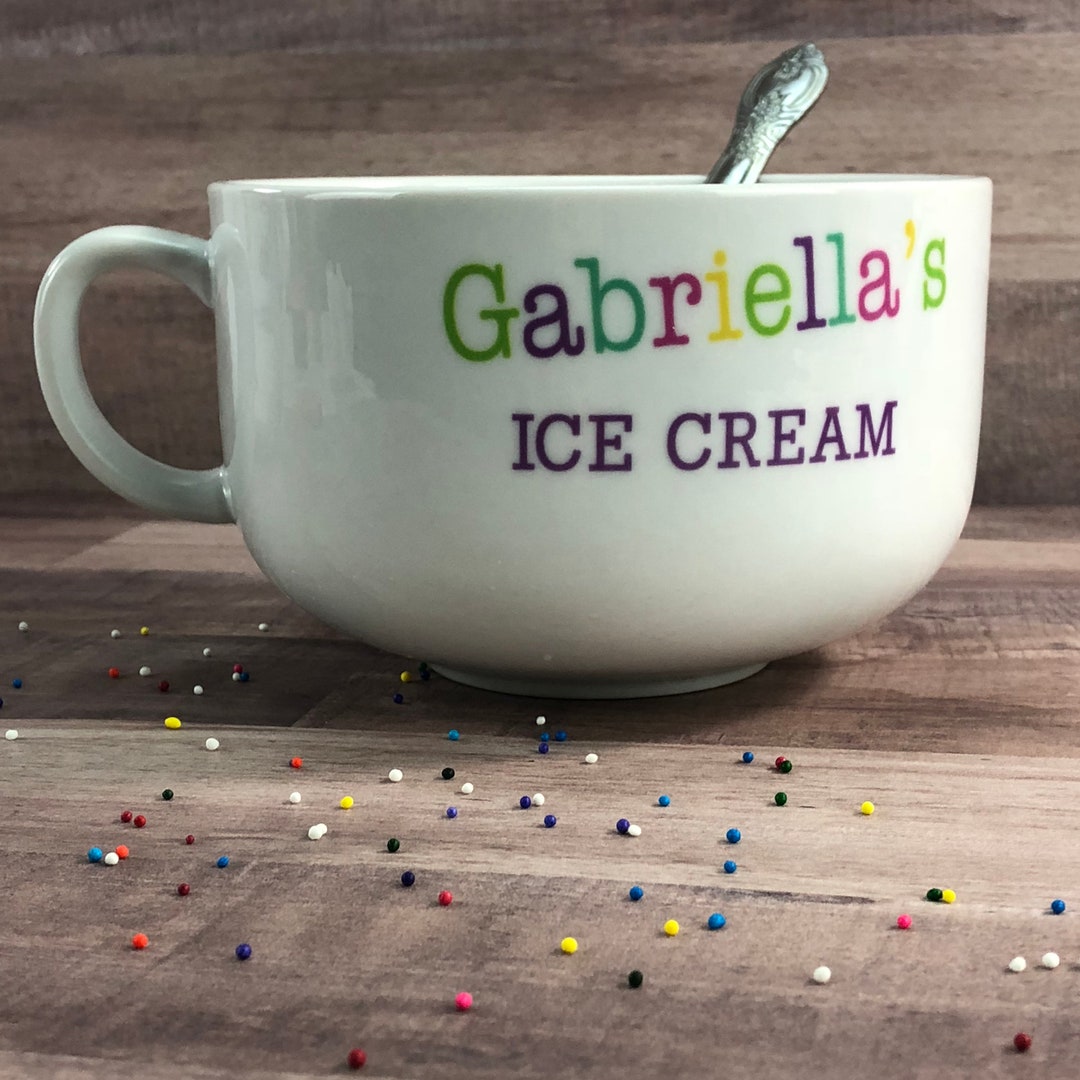 Colorful Names Personalized Ice Cream Bowl, Ice Cream Bowls, Kids Ice ...