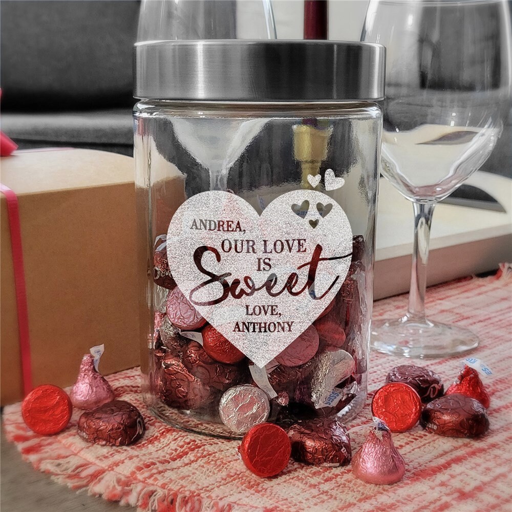 Engraved Love is Sweet Treat Jar, Valentine Gift, Valentine Decor ...