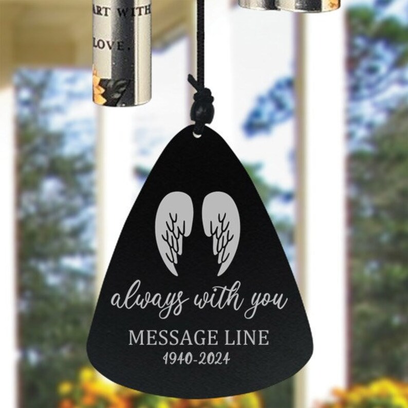Engraved Angel Wings Sunflower Wind Chime, Personalized Wind Chimes ...