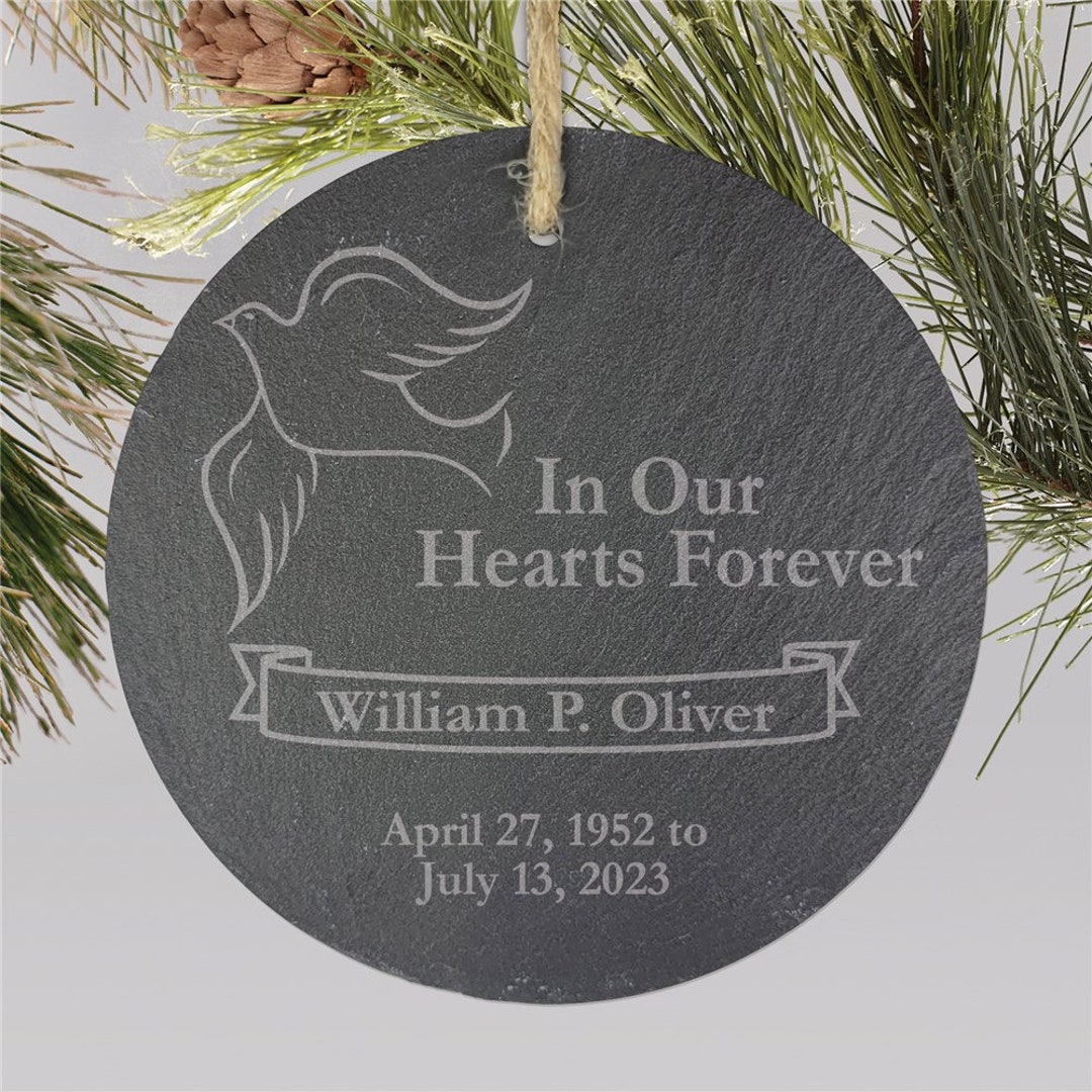 Engraved Sympathy Remembrance Slate Ornament, Personalized Memorial ...