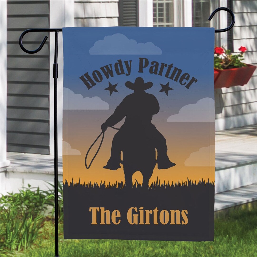 Personalized Cowboy Welcome Garden Flag, Custom Double Sided Garden ...