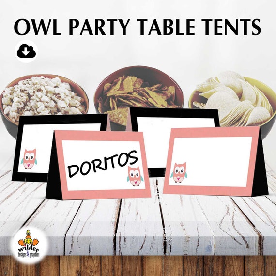 Food Table Tents DIY Printable Instant Download BYS120 owl | Etsy