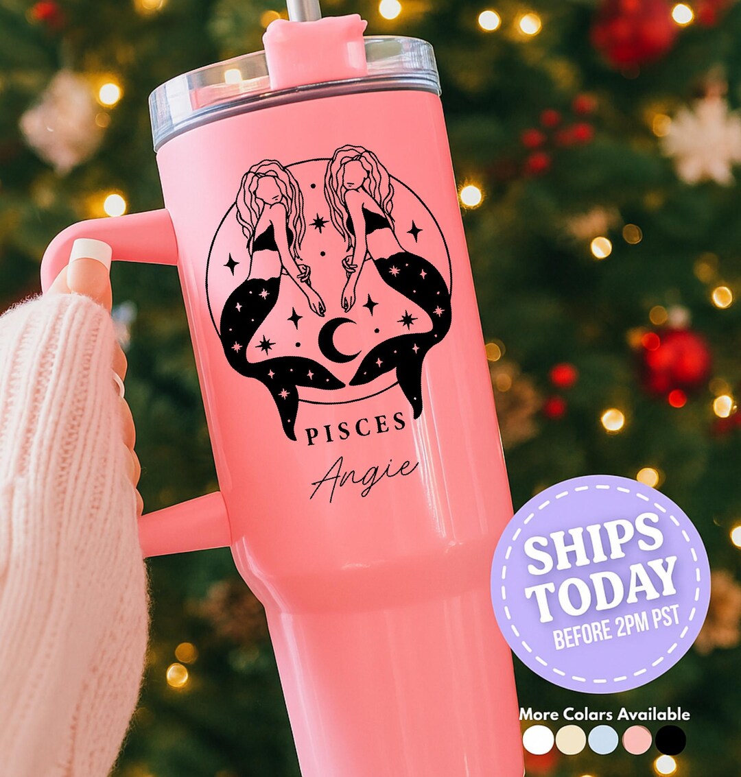 Pisces Mermaid Tumbler, Personalized Zodiac Cup, Astrology Lover Gift ...