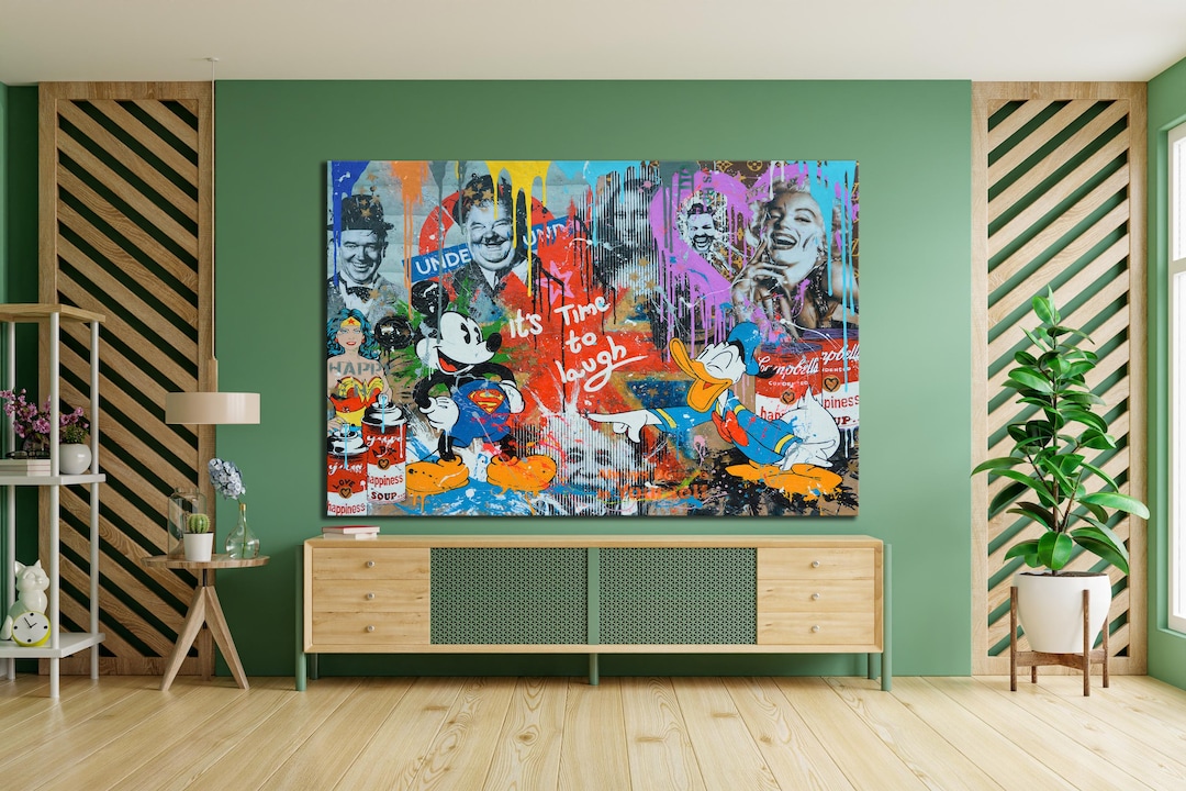Famous Comedians Graffiti Collage Art on Canvas Its Time to Laugh Pop ...