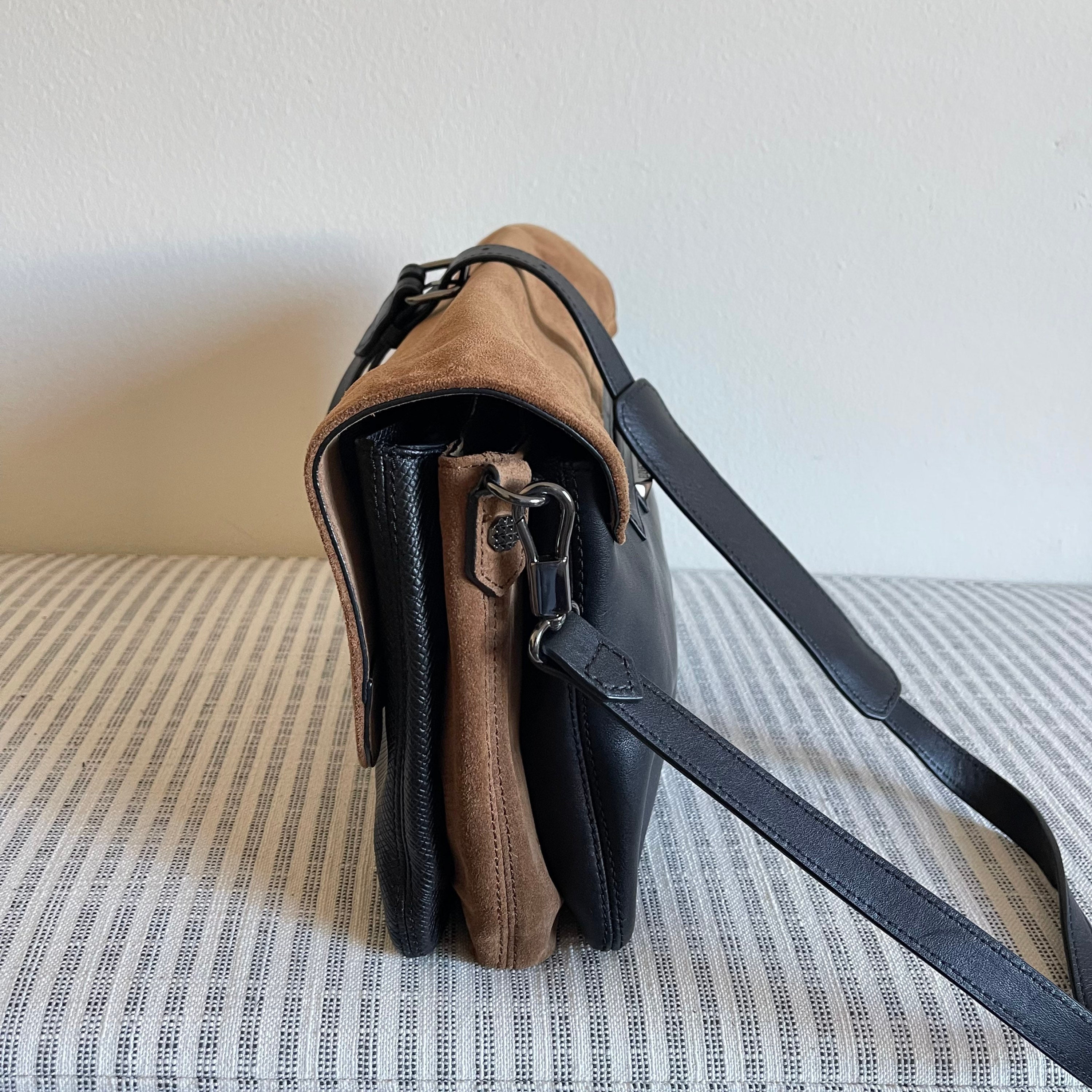Elizabeth James Suede Leather Bag in Rust and Black - Etsy