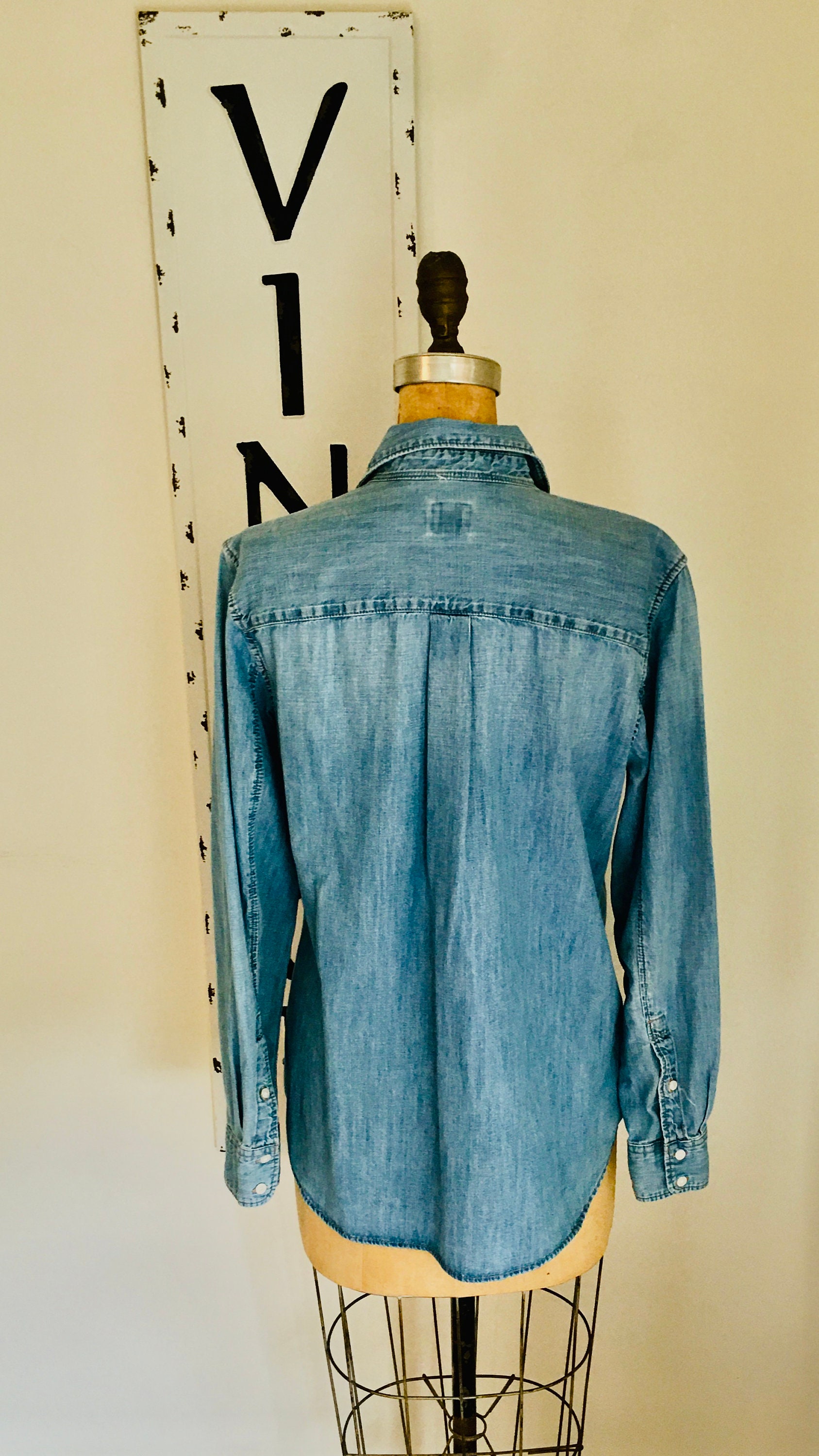 Upcycled Denim Shirt Embellished With Purple Necktie Accent - Etsy