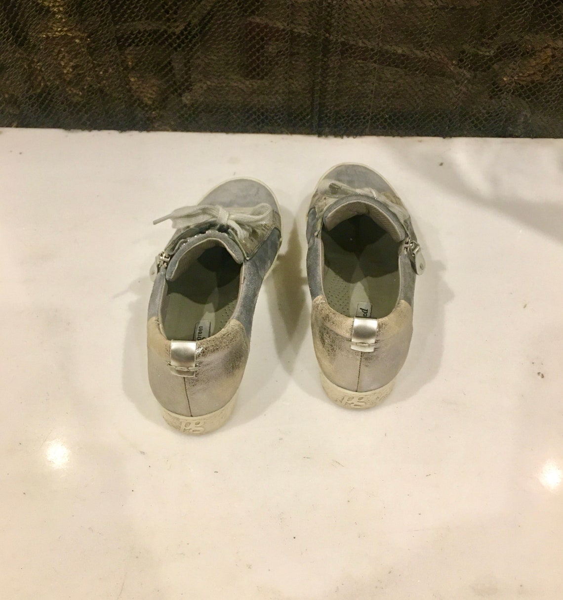 Silver Metallic and Grey Suede Rhinestone Sneaker by Paul Green 9 1/2 M ...