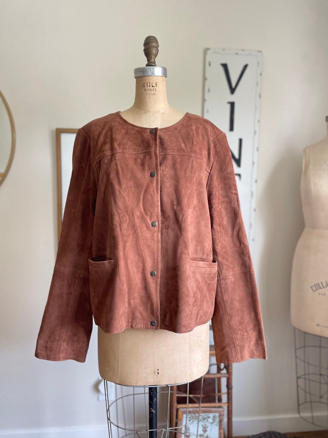 Suede Brown Button Jacket - Etsy