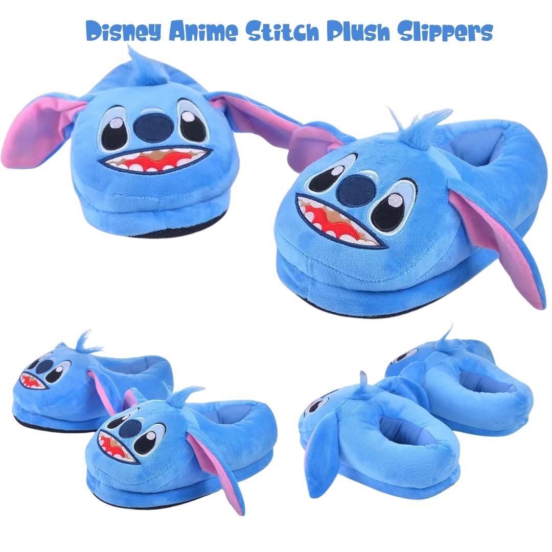 Disney Anime Stitch Winter Heel Cotton Slippers, Stitch Slippers, Warm ...