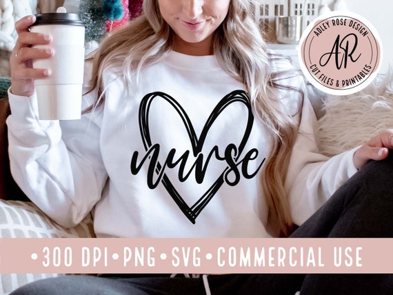 Nurse SVG Nurse Heart Svg Png Hand Drawn Heart Cricket RN - Etsy