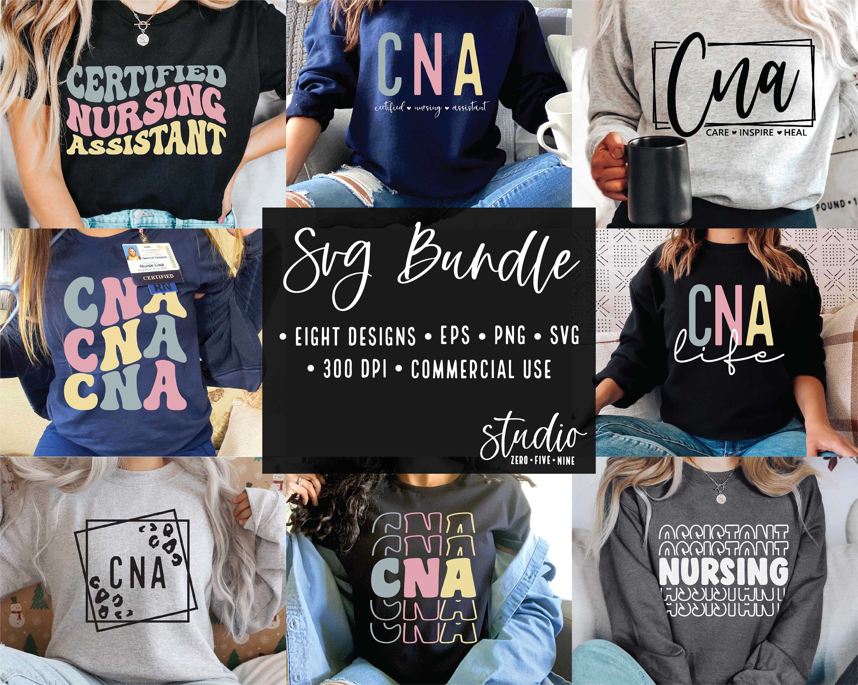 CNA Design Bundle Svg Png, Cna Svgs, Cricket Svg's, Cna T Shirt Designs ...