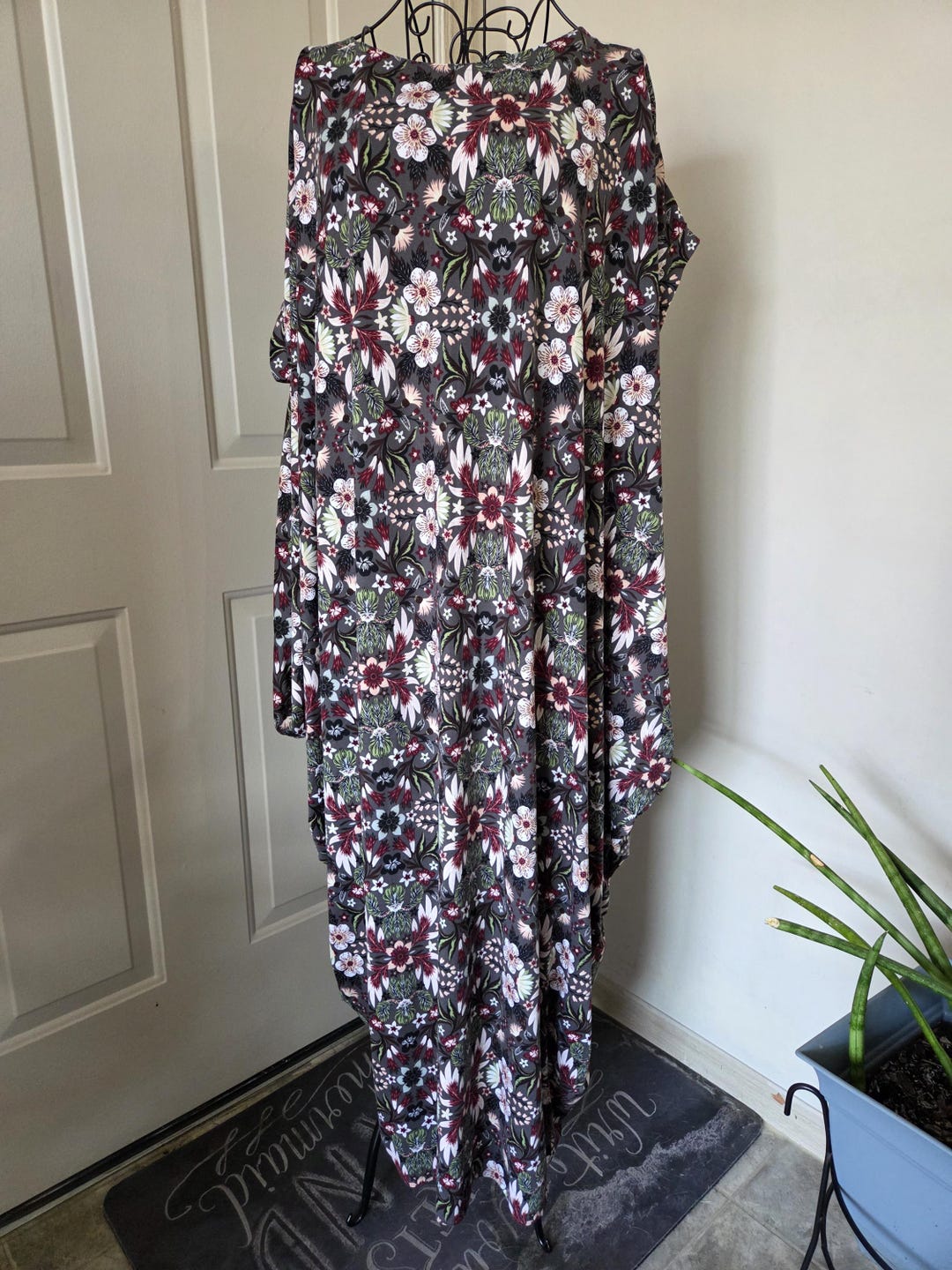 Floral Print Knit Caftan, Vintage Style, Size 12-16 - Etsy