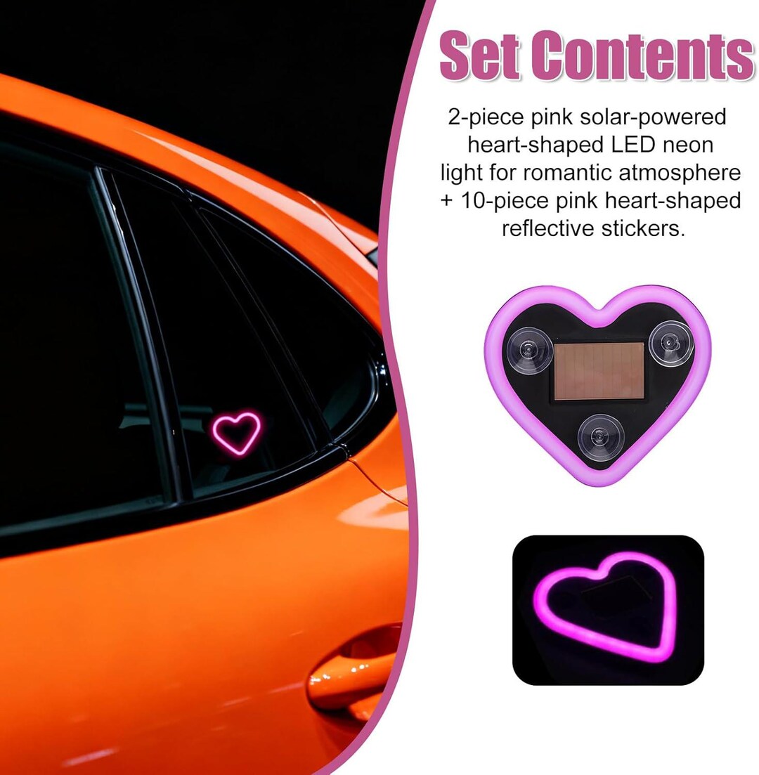 2pcs Solar-powered Heart-shaped Neon Led Light - Etsy