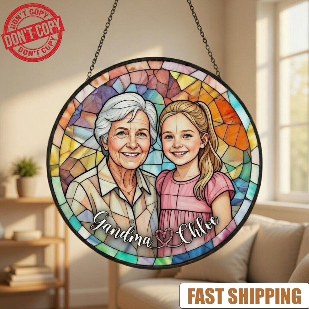 Custom Photo Mom Grandma Family Suncarcher, Personalized Mother's Day ...