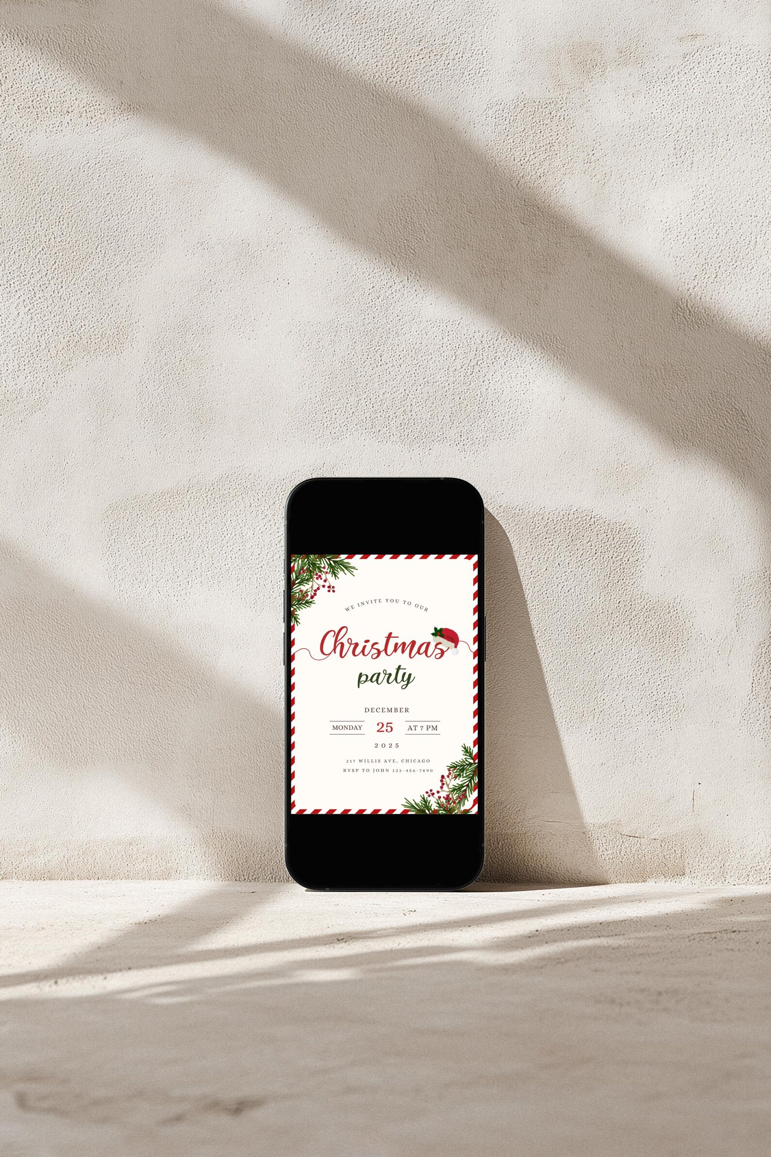 Hand Drawn Christmas Party Invitation, Canva Editable Templates ...