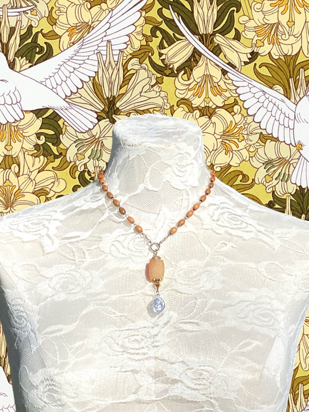 Vintage Rosary Style Assemblage Carved Chunky Carnelian Agate Lotus ...