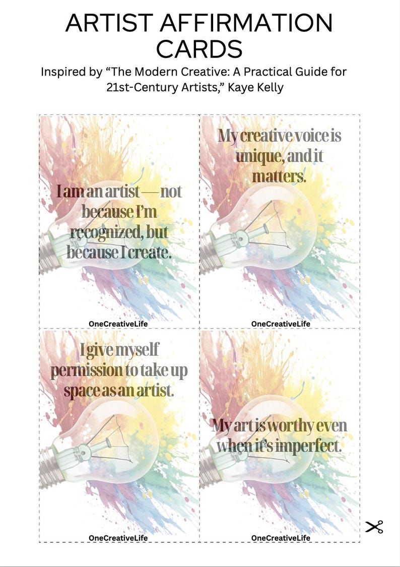 Printable Artist Affirmation Cards - Etsy