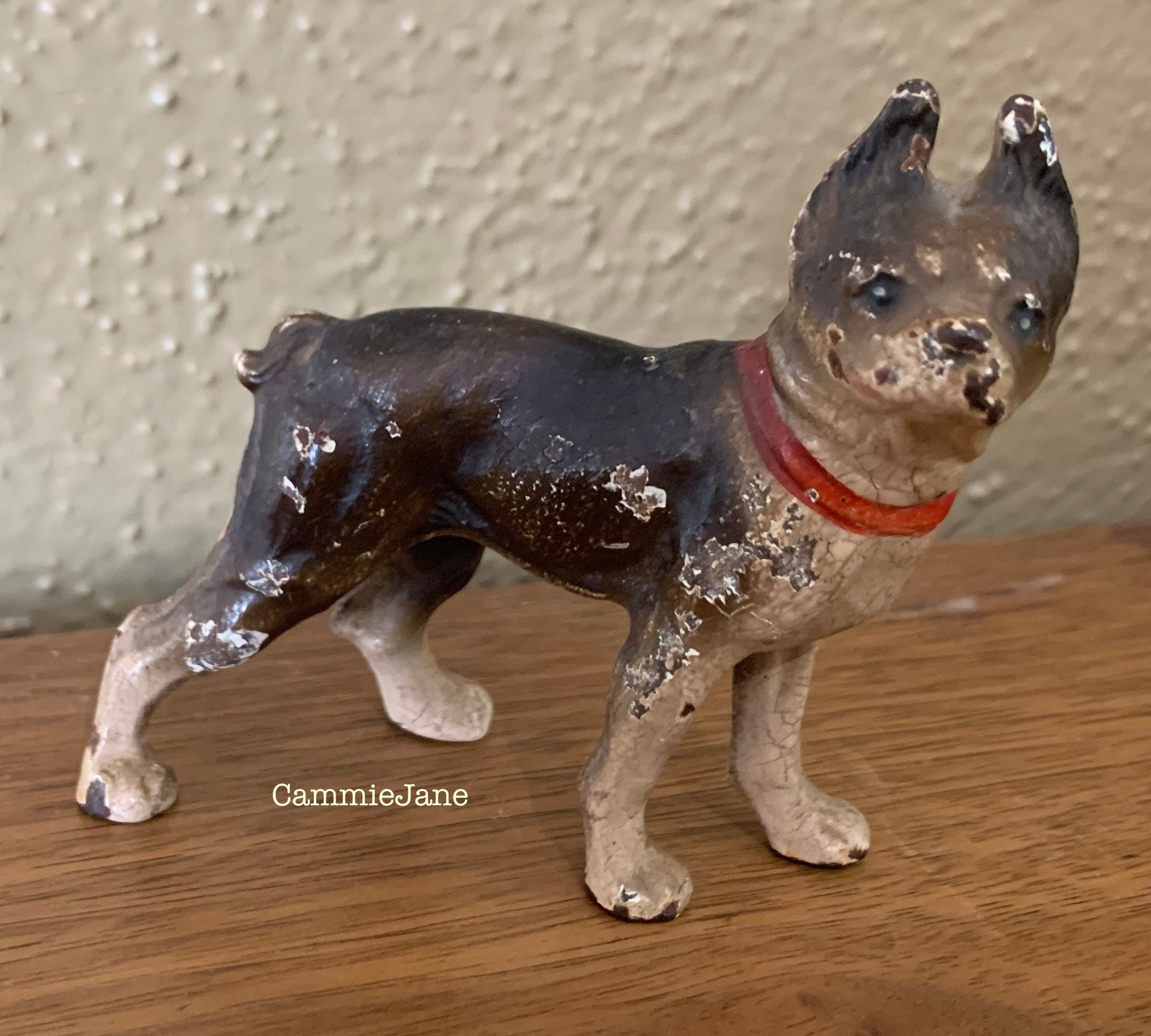 Antique Hubley Cast Iron Boston Terrier Paperweight With Label, Minimal ...